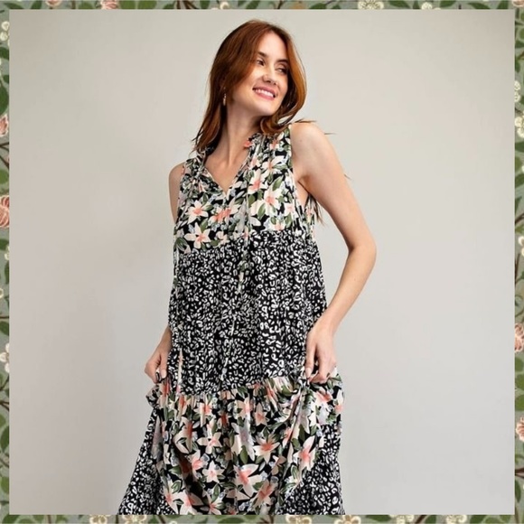 easel | Dresses | Easel Floral Animal Print Oversized Flowy Midi Maxi ...